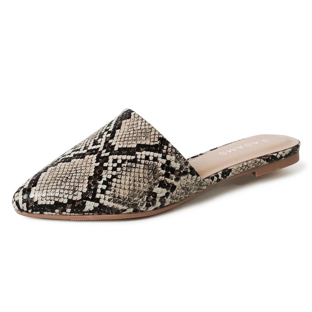 J. Adams Lennox Mules for Women - Black Vegan Leather Sandals Pointed ...