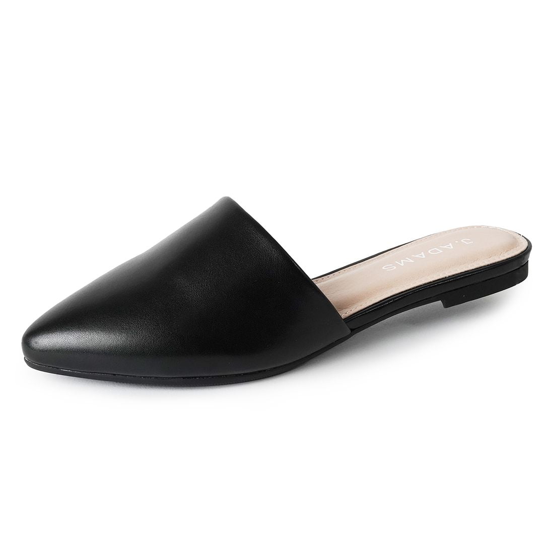 J. Adams Lennox Mules for Women - Black Vegan Leather Pointed Toe ...