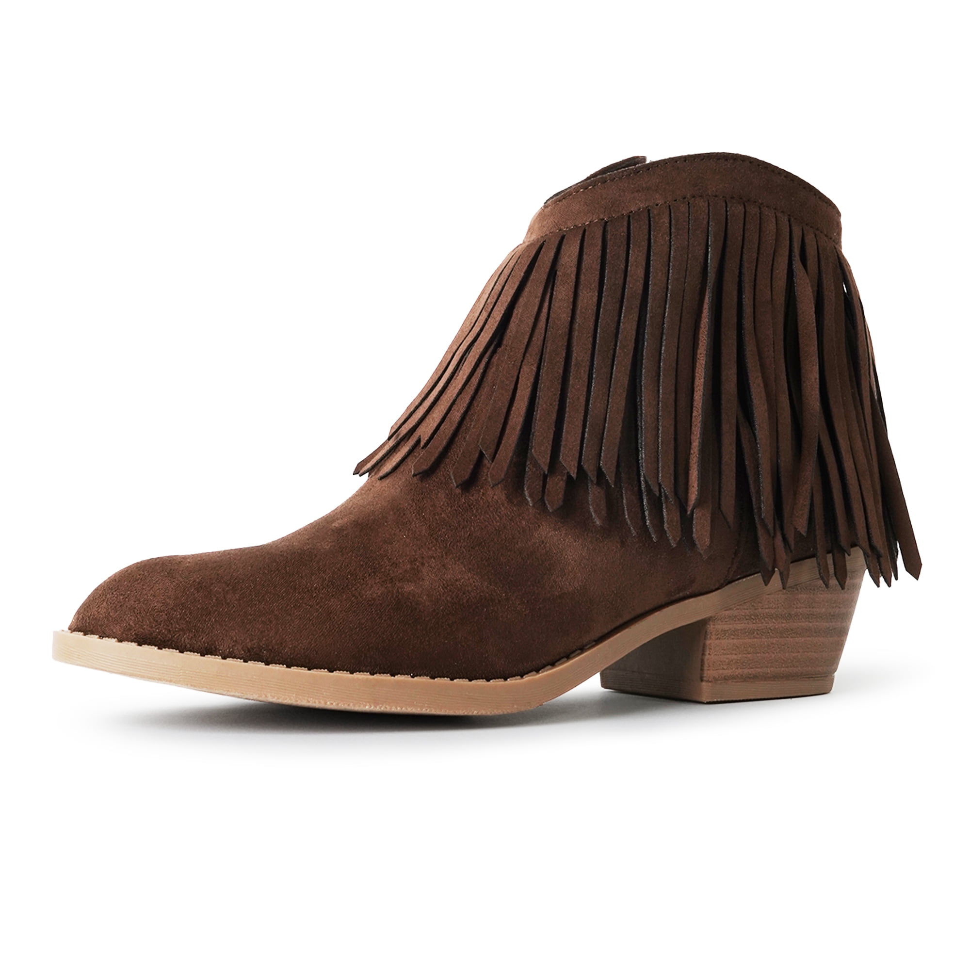 J. Adams Marrow Chunky Boot - Western Fringe Cowboy Low Bootie Heel ...