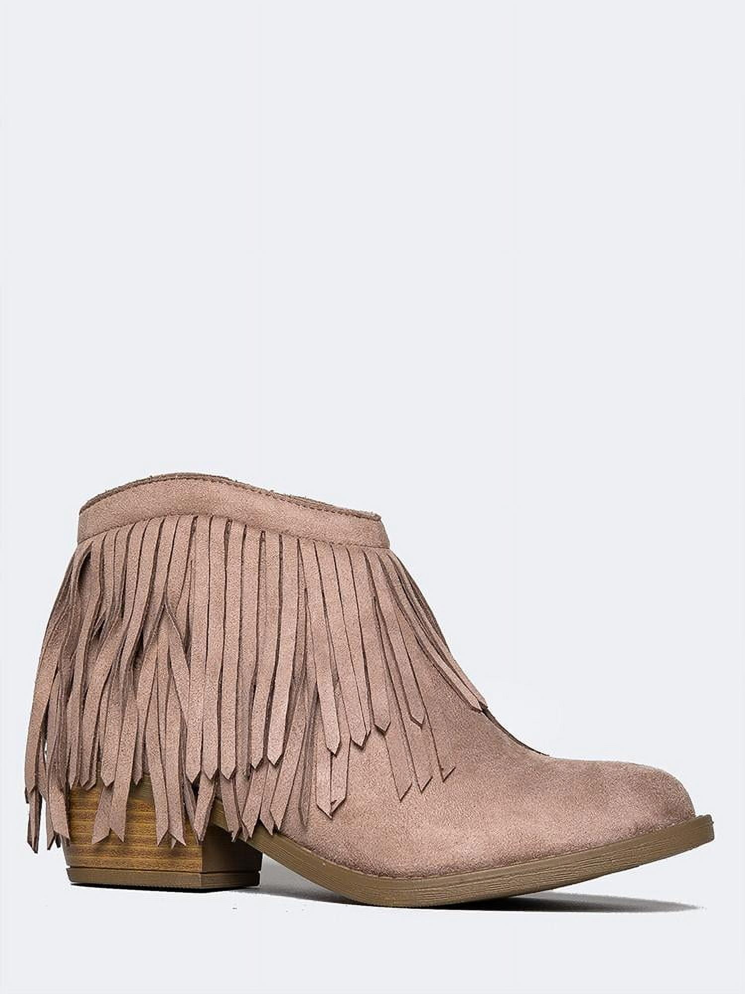 J. Adams Marrow Chunky Boot - Western Fringe Cowboy Low Bootie Heel ...