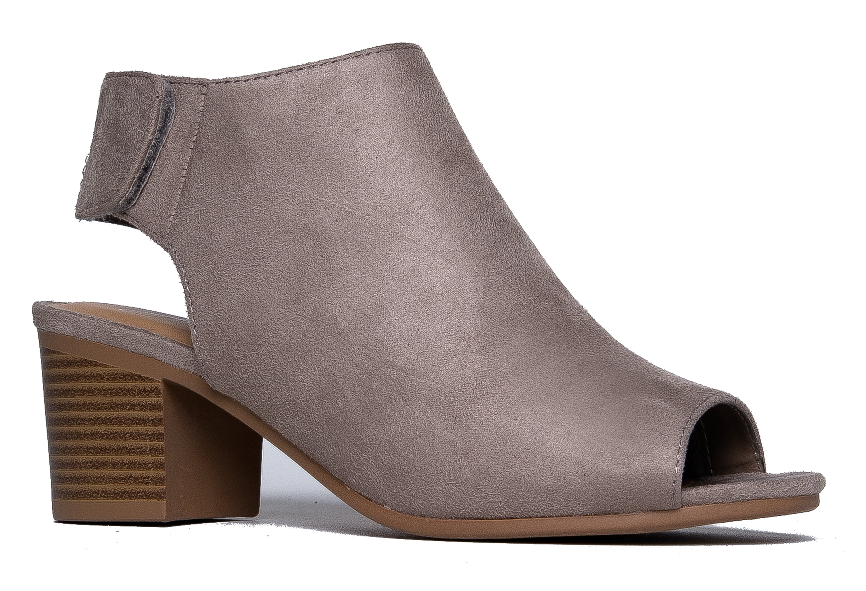 J. Adams Peep Toe Bootie– Low Stacked Heel - Open Toe Ankle Boot Cutout ...