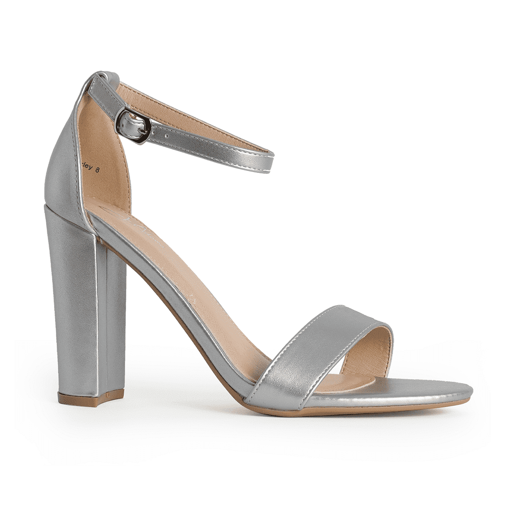 J. Adams Shirley High Silver Comfortable Heels for Women | Open Toe ...