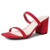 J. Adams Stormi Chunky Heeled Sandals Women Flat Mules- Square Toe ...
