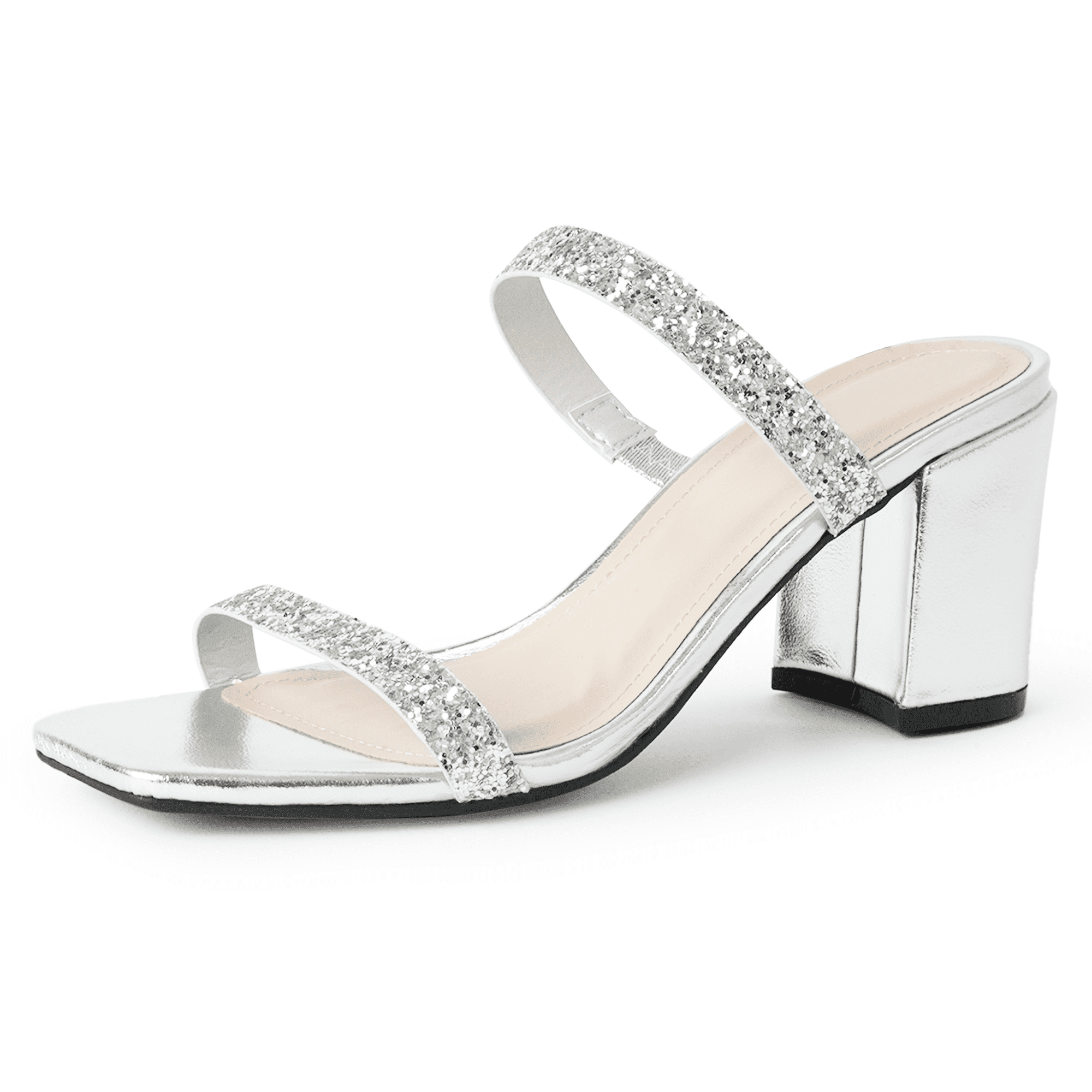 J. Adams Stormi Sandals Women Flat Mules- Square Toe Double Band Low ...