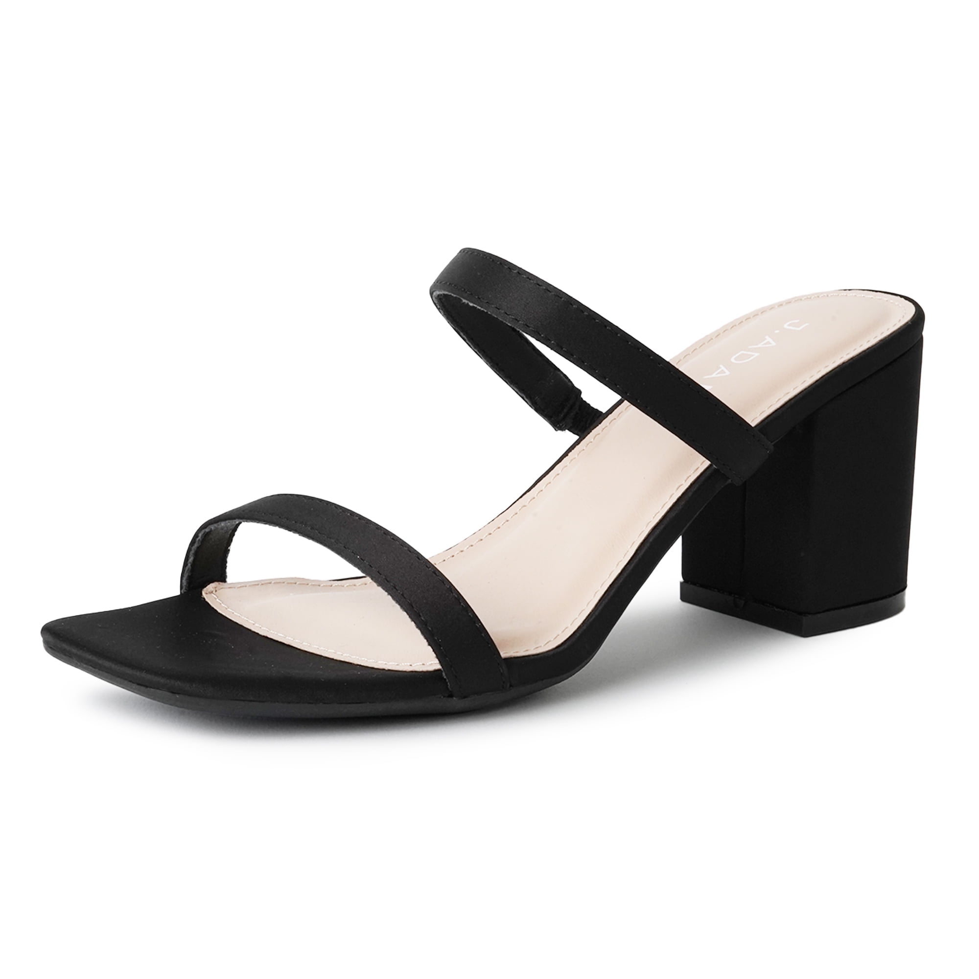 J. Adams Stormi Sandals Women Flat Mules- Square Toe Double Band Low ...