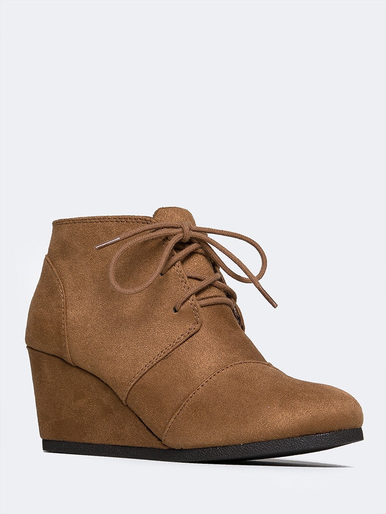 J. Adams Women's Roxy Wedge Ankle Boots, Casual Lace Up Low Heel Closed ...