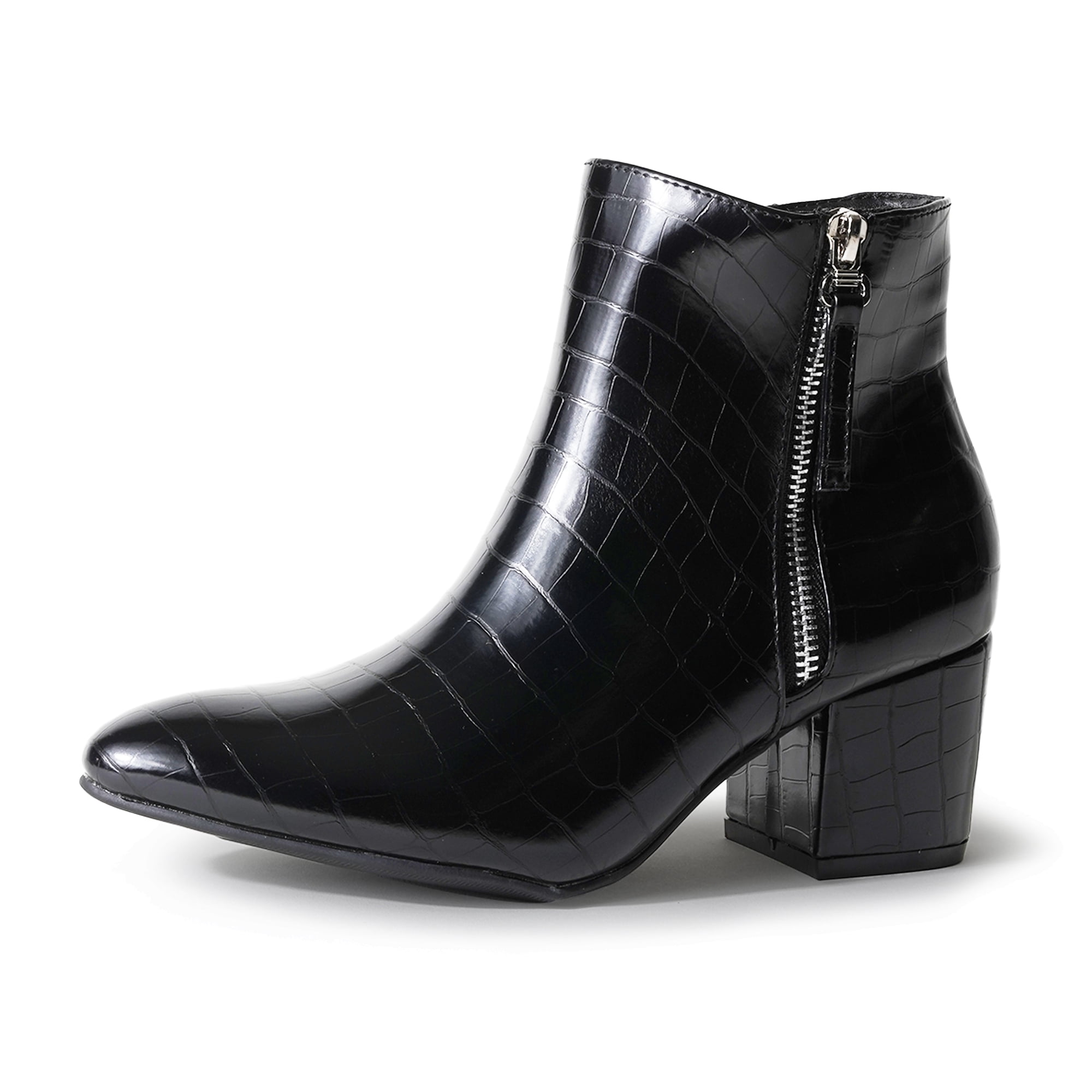 J. Adams Zuma Ankle Bootie – Closed Pointed Toe, Low Block Heel, Zip-Up ...