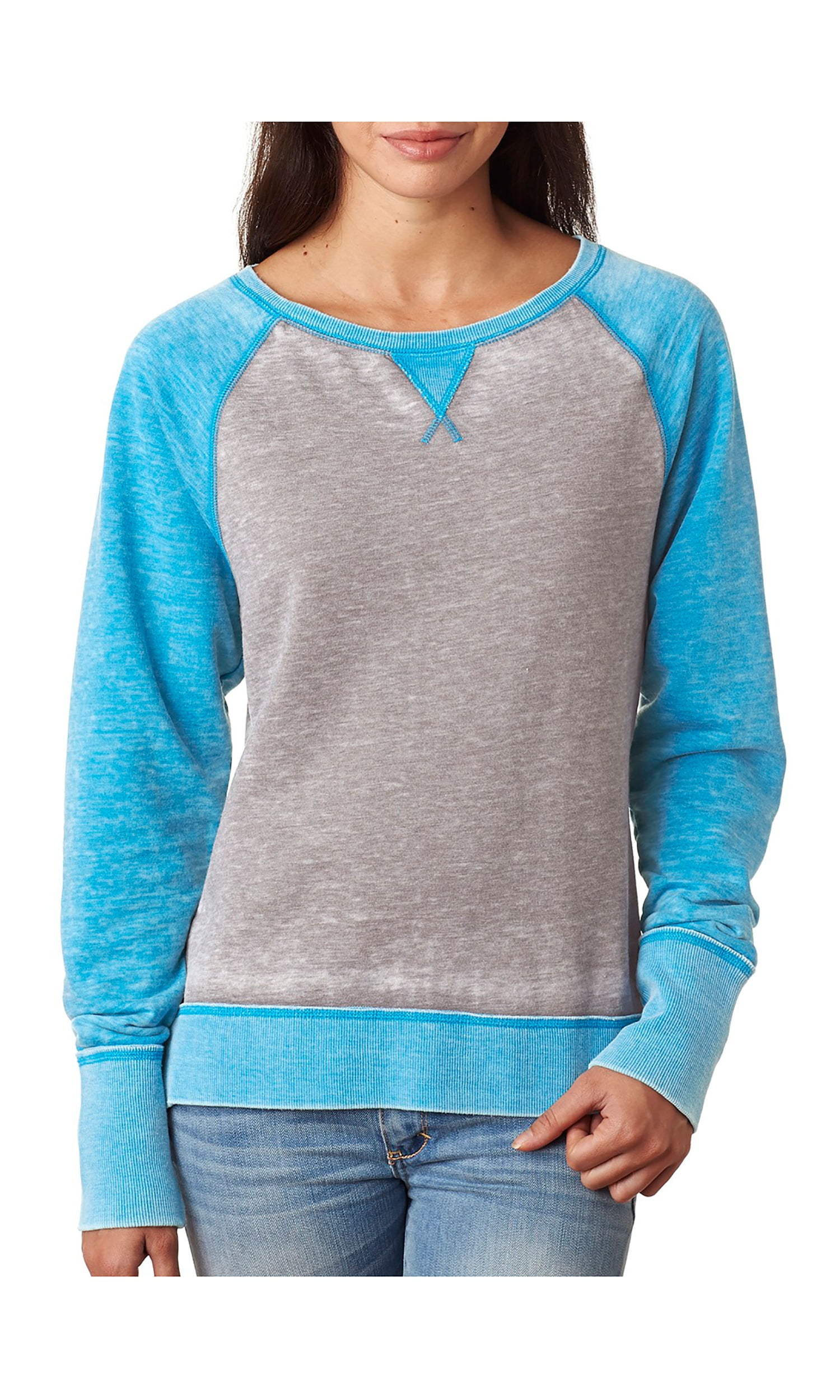 J.America Ladies Zen Contrast Crew, Style J8927 - Walmart.com