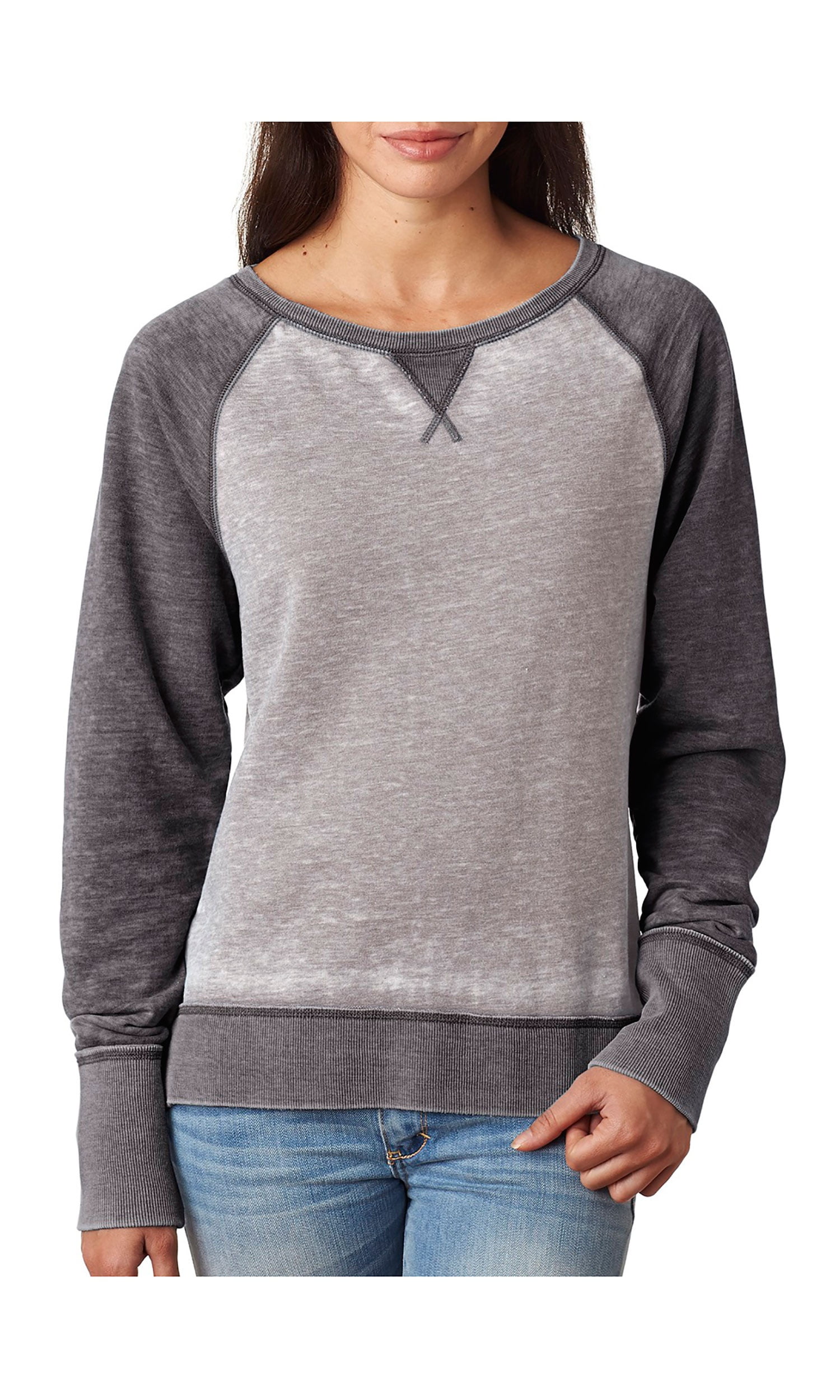 J.America Ladies Zen Contrast Crew, Style J8927 - Walmart.com