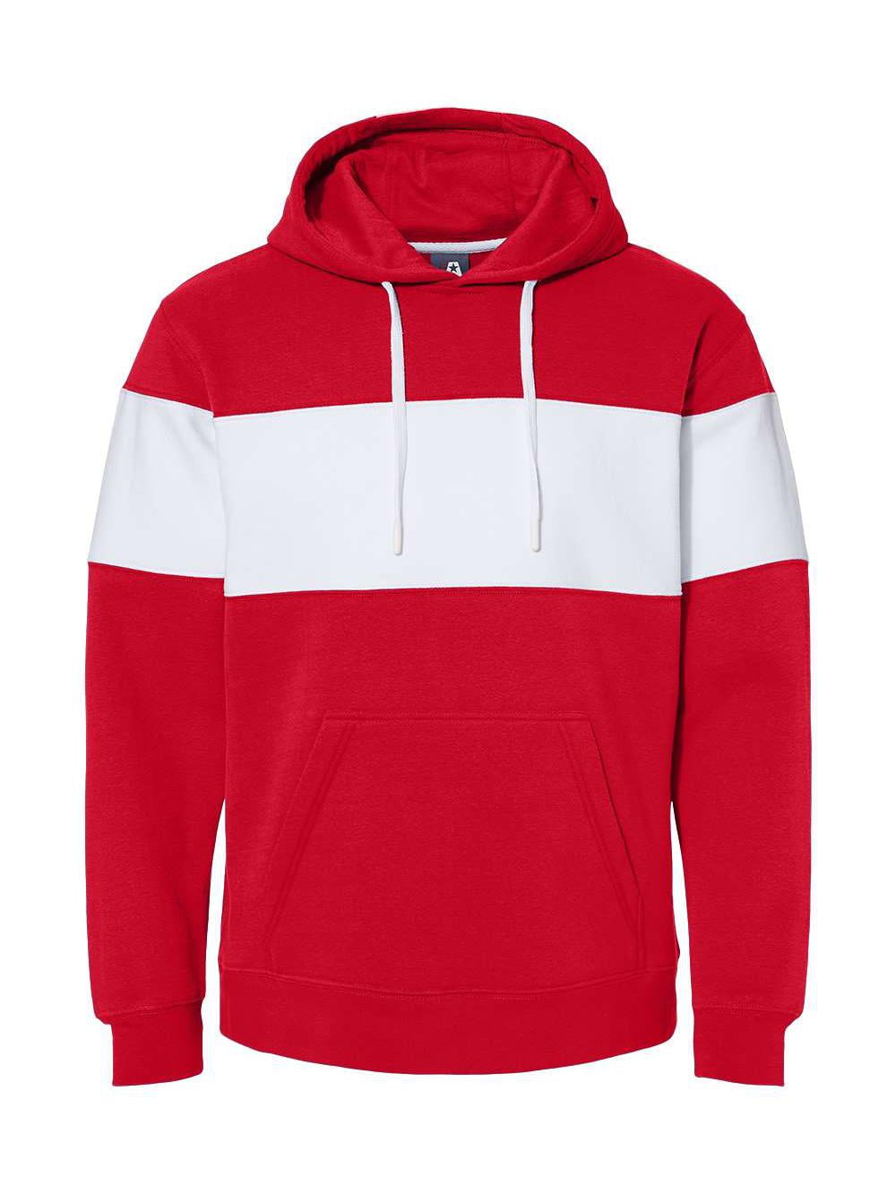 J. America - Varsity Fleece Colorblocked Hooded Sweatshirt - 8644 - Red ...