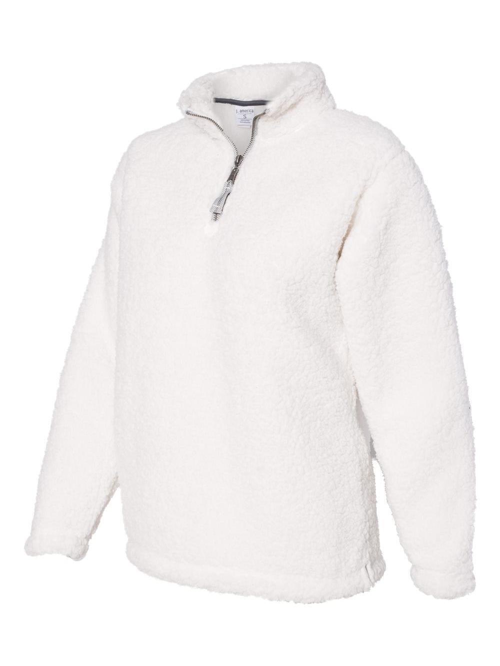 J. America Womens Epic Sherpa 1/4 Zip Sweatshirt (JA8451) -Cream -L ...