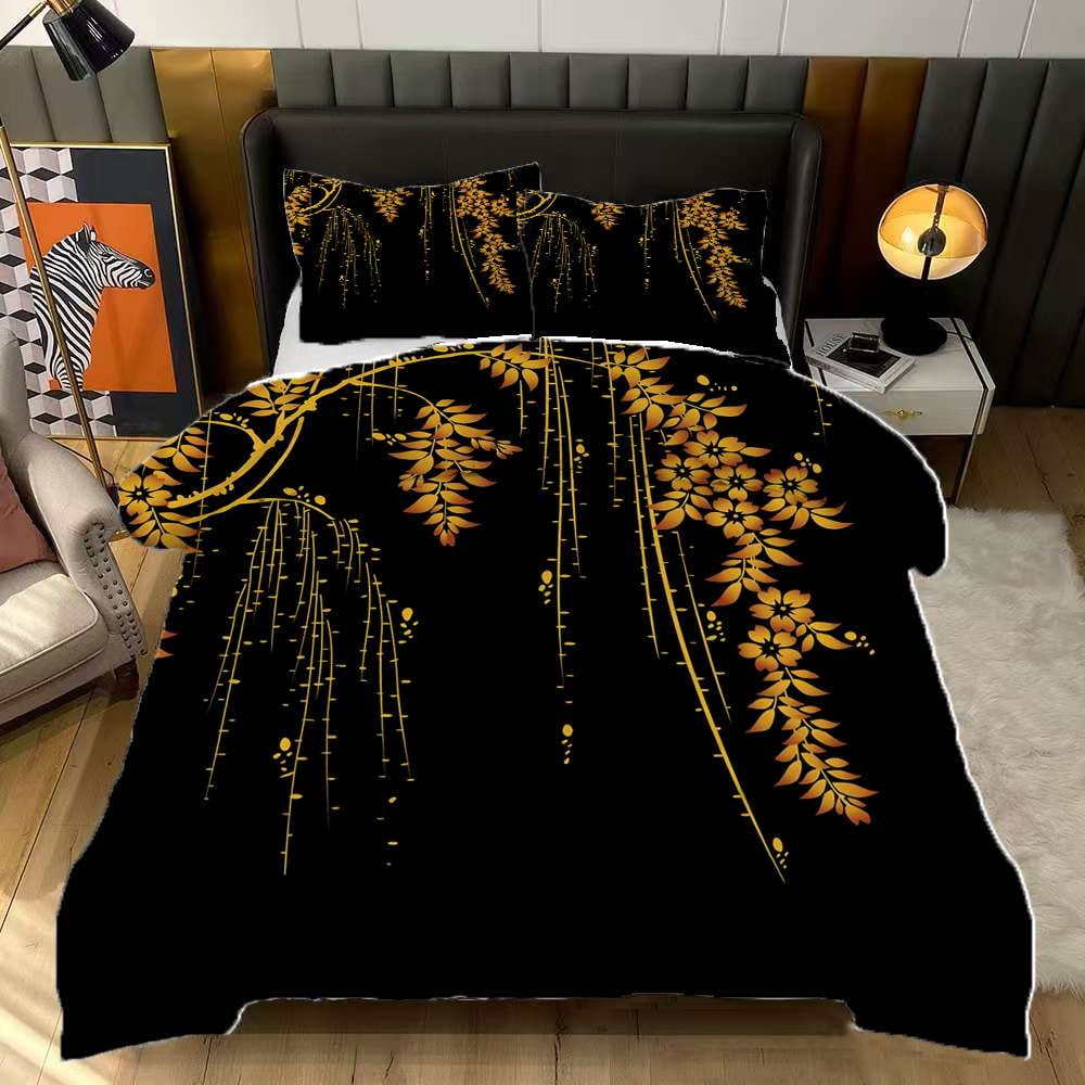 J Apanese Yellow Flower Comforter Set King Size Bedding Set For Travl ...