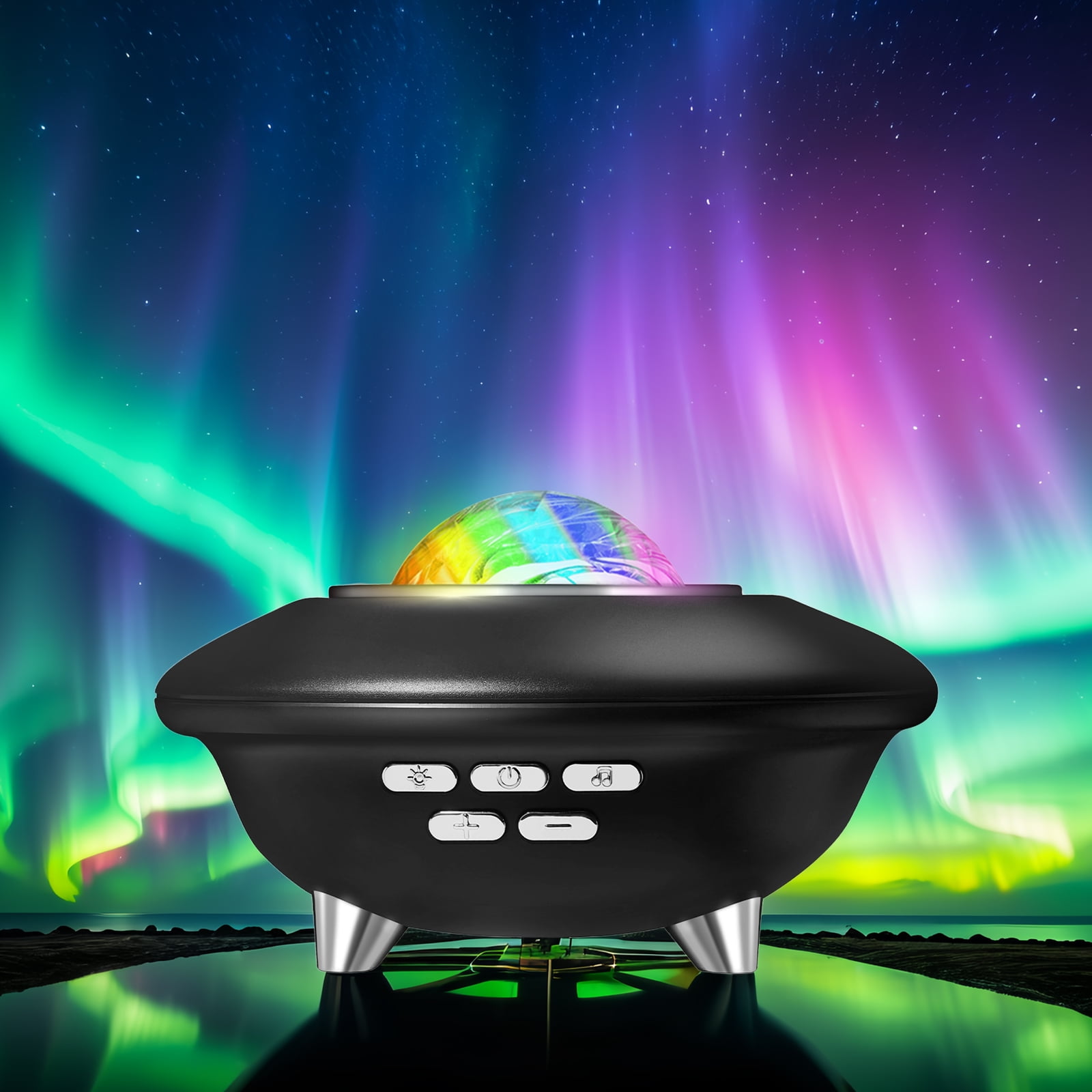 J&B Ultrasonic Diffuser with Aurora Star Projection Lights, Music/White ...