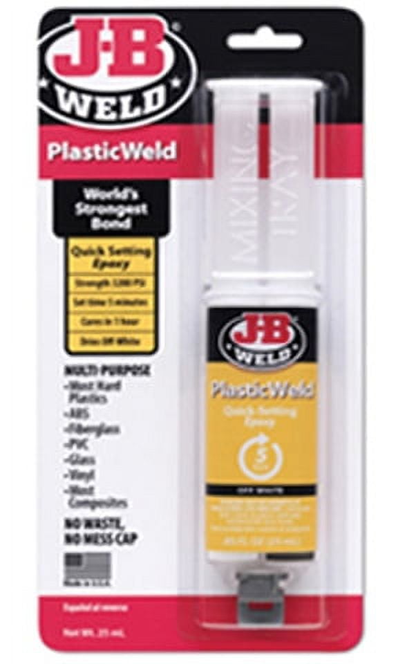 J-B Weld PlasticWeld Quick-Setting Epoxy Syringe, 5 Minute Repair ...