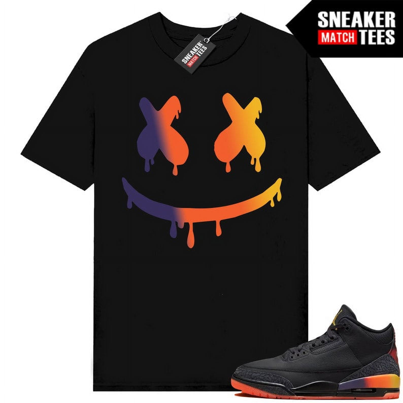 J Balvin 3 Rio to match Sneaker Match Tees Black "Smiley Drip" Up to ...