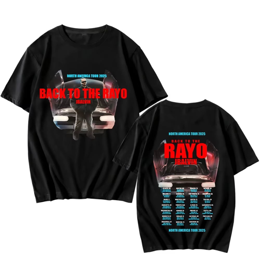 J Balvin - Back To The Rayo Tour 2025 T-Shirt Unisex Short Sleeve Round ...