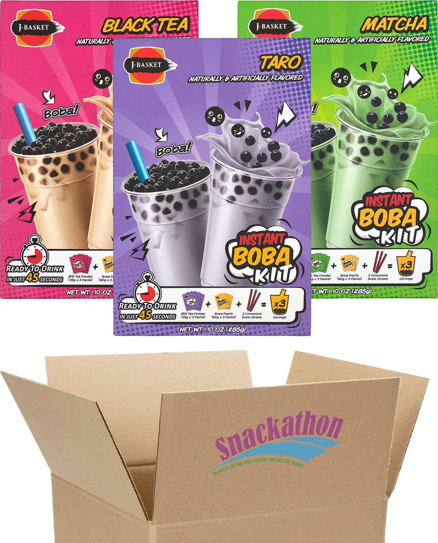 J-Basket Instant Boba Bubble Pearl Milk Tea Kit with Boba, Straws ...