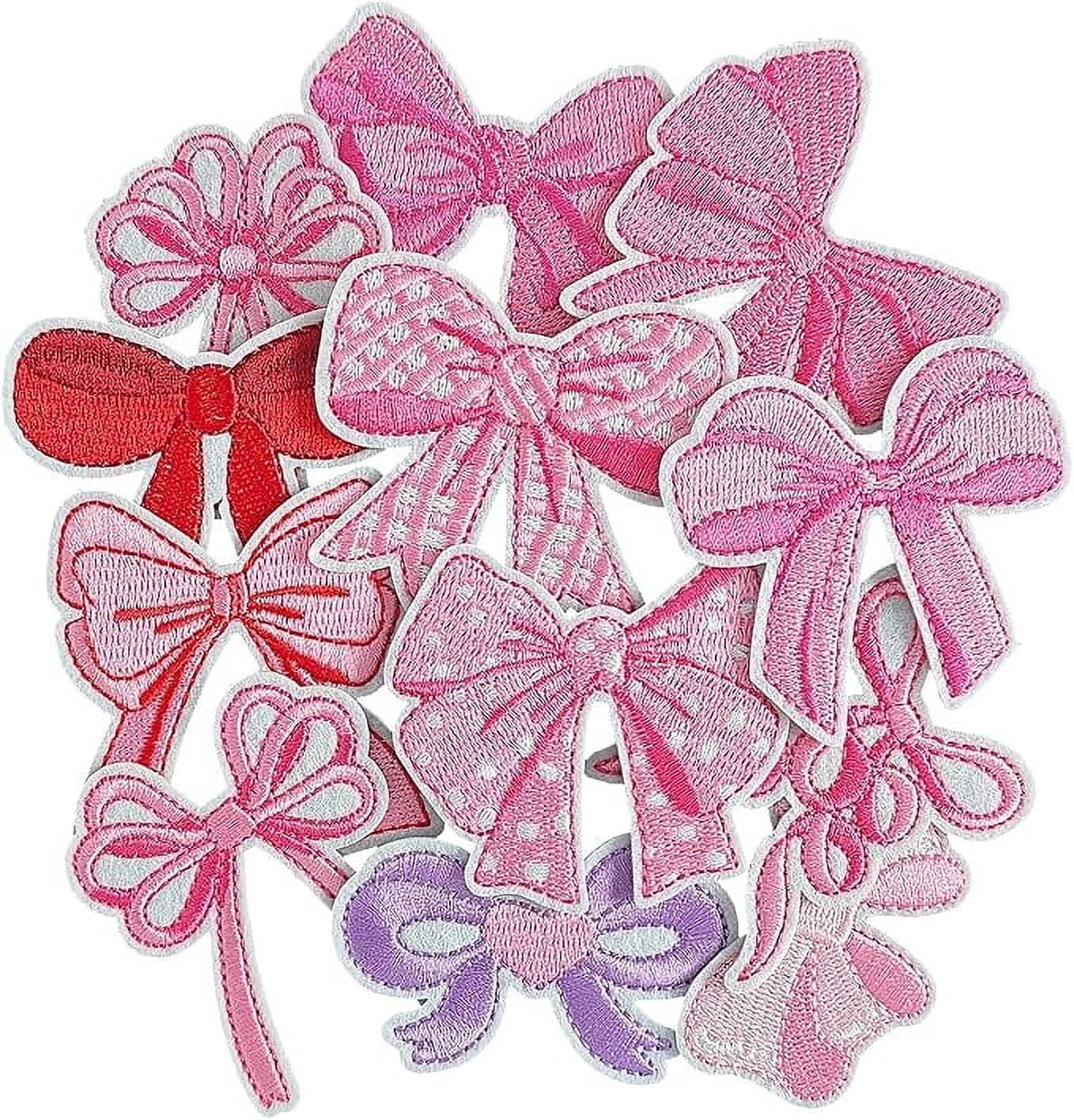 J.CARP 12Pcs Bow Iron on Patches, Multistyle Pink Bow Embroidered ...