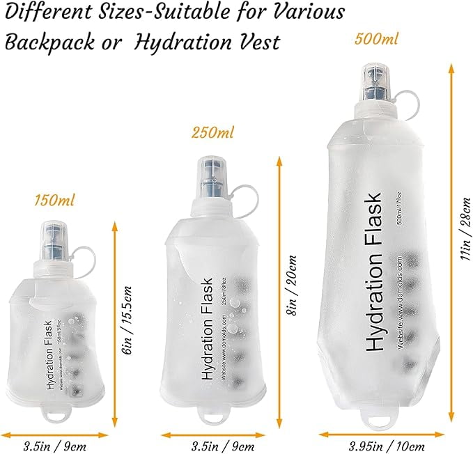 J.CARP 150ml Soft Flask Running Water Bottles, TPU Foldable Running ...