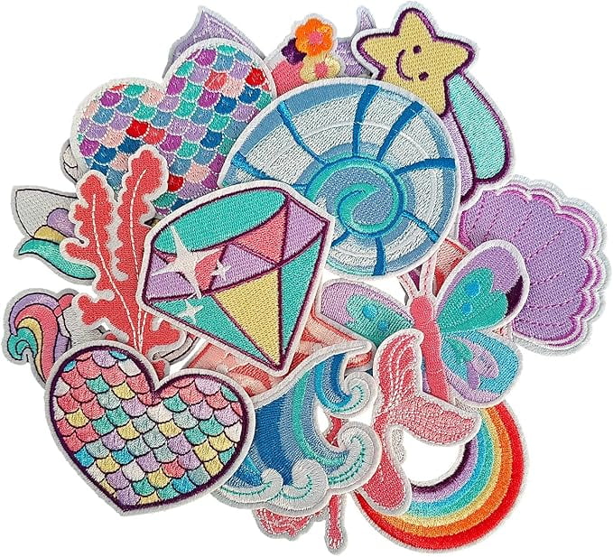 J.CARP 16Pcs Dreamy Cute Iron on Patches, Colorful Embroidered Applique ...