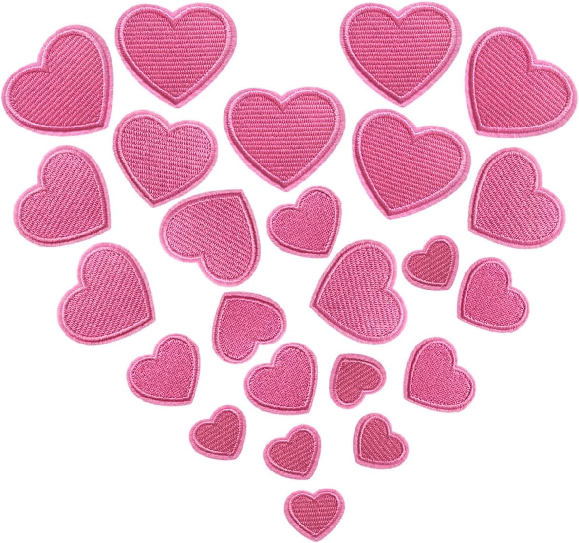 J.CARP 24 Pieces Pink Heart Iron on Patch, Embroidered Sew On/Iron on ...