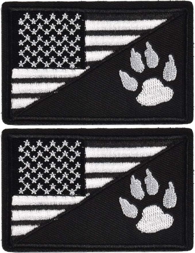 J.CARP 2Pcs Tactical US Flag with Tracker Paw Patriot Patches, Milltary Embroidered Applique ...