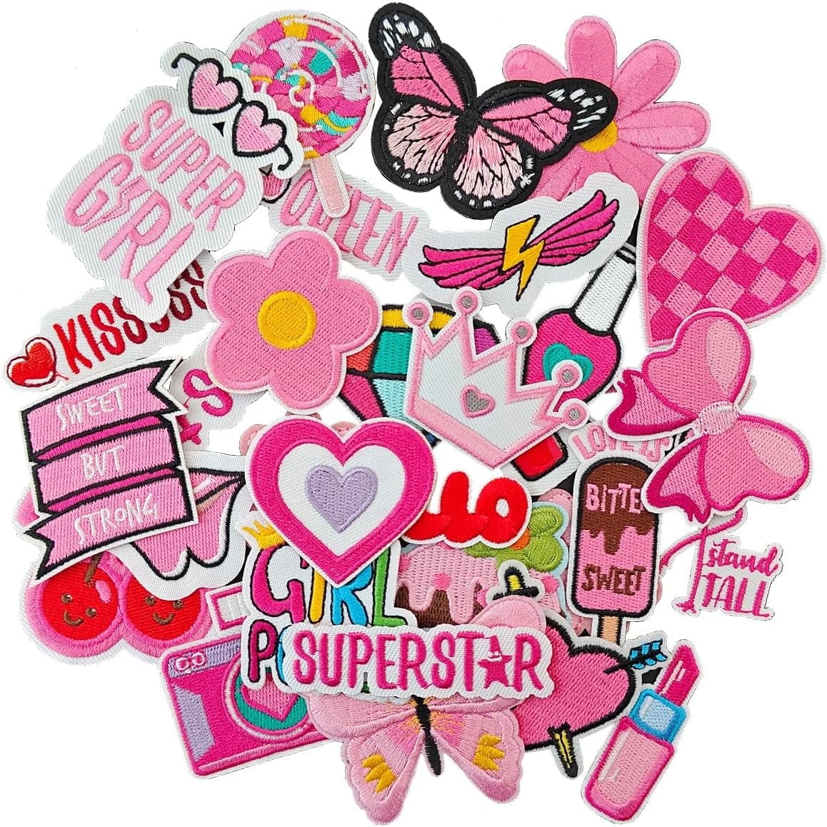 J.CARP 32 Pieces Pink Iron on Patch, Girls Iron on Patches Set, Sew On ...