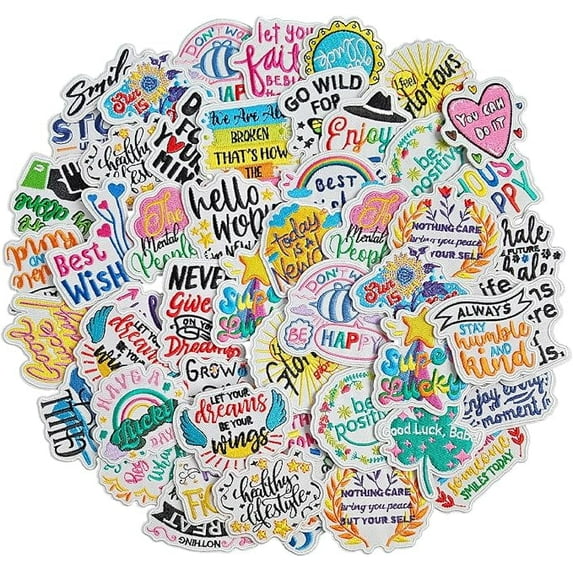 J.CARP 40 Pcs Random Positive Affirmations Iron on Patches, Colorful ...
