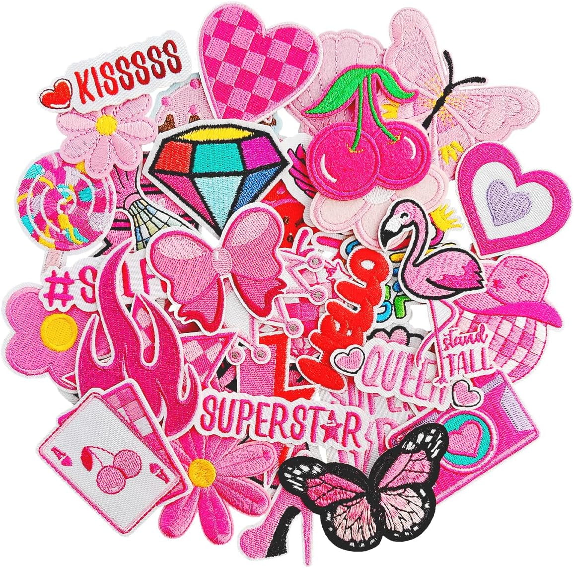J.CARP 45 Pieces Pink Iron on Patch, Girls Iron on Patches Set, Sew on ...