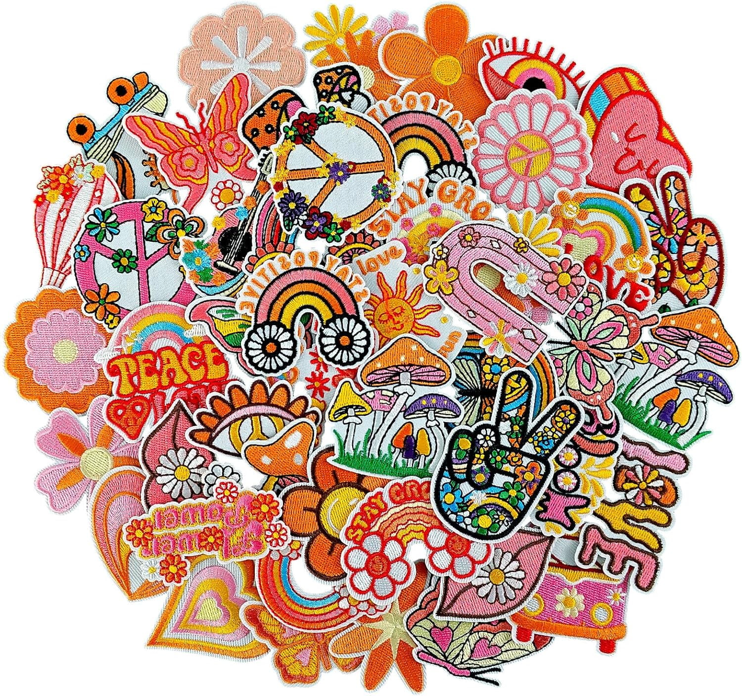J.CARP 48 Pcs Hippie Iron on Patches for Girl, Embroidered Boho Iron on ...