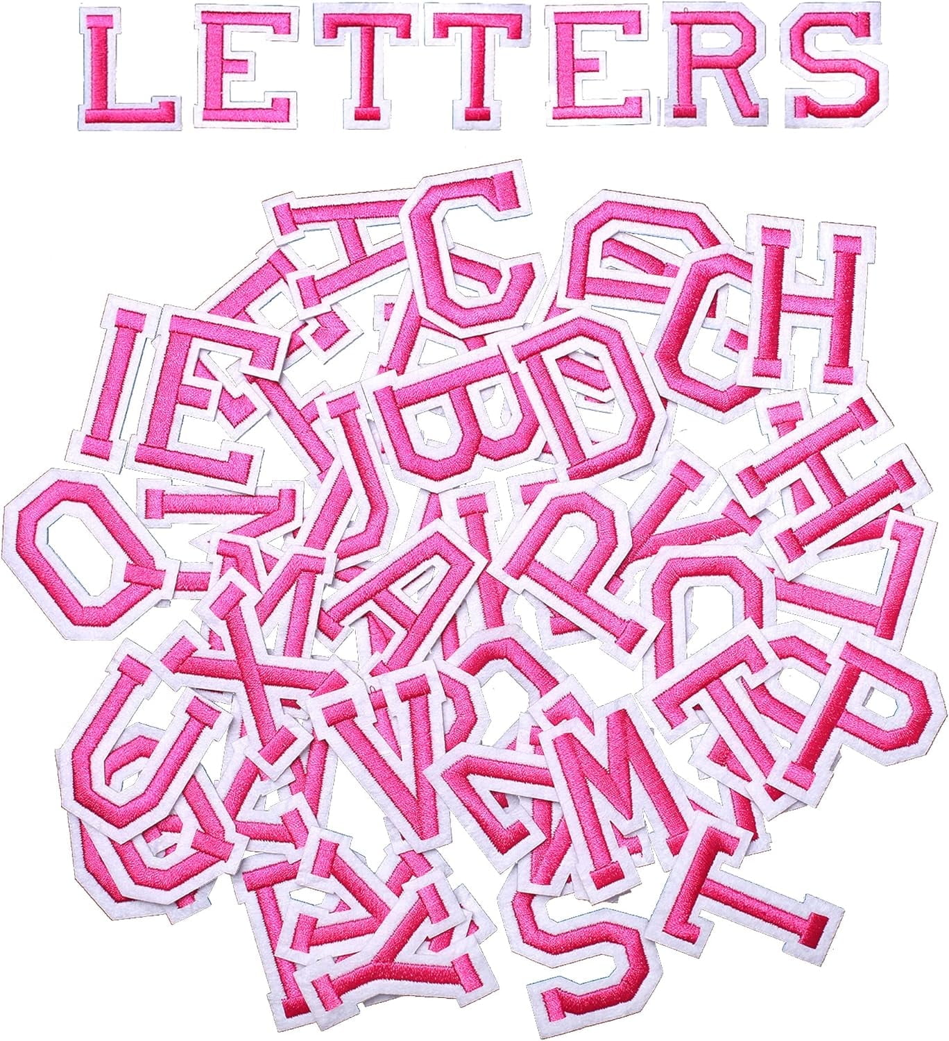 J.CARP 52Pcs Pink Alphabet A to Z Patches, Iron on Sew on Letters for ...