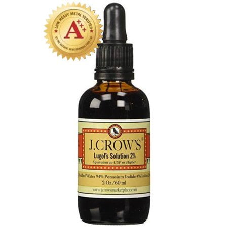 J.CROW'S Lugol's Iodine 2% Solution, 2oz Liquid Dropper Drops - Walmart.com