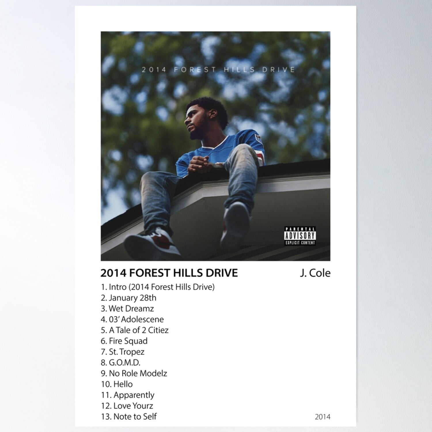 J. Cole - 2014 Forest Hills Drive Poster Poster Wall Art, Modern Wall ...