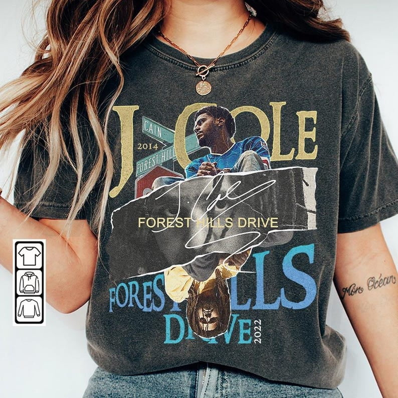 J.Cole 2025 Forest Hills Drive Album 90s Rap Music Shirt, Paper Collage ...