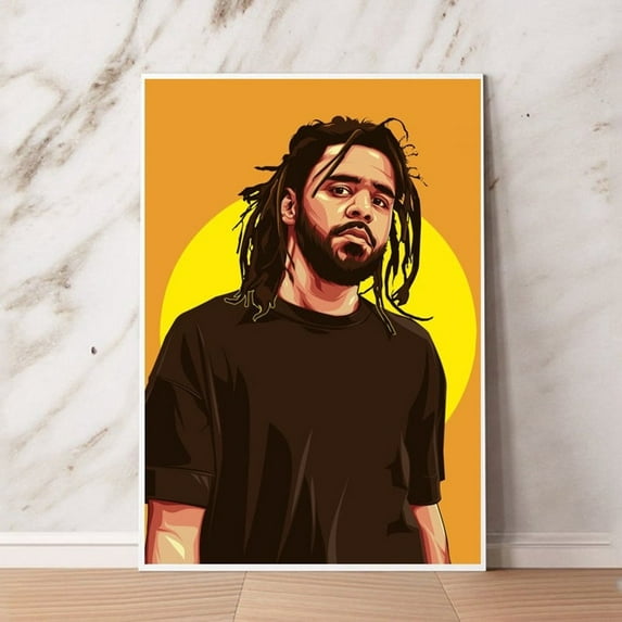 J Cole Hip Hop Portrait Poster, Modern Rap Music Wall Art, Urban Room ...
