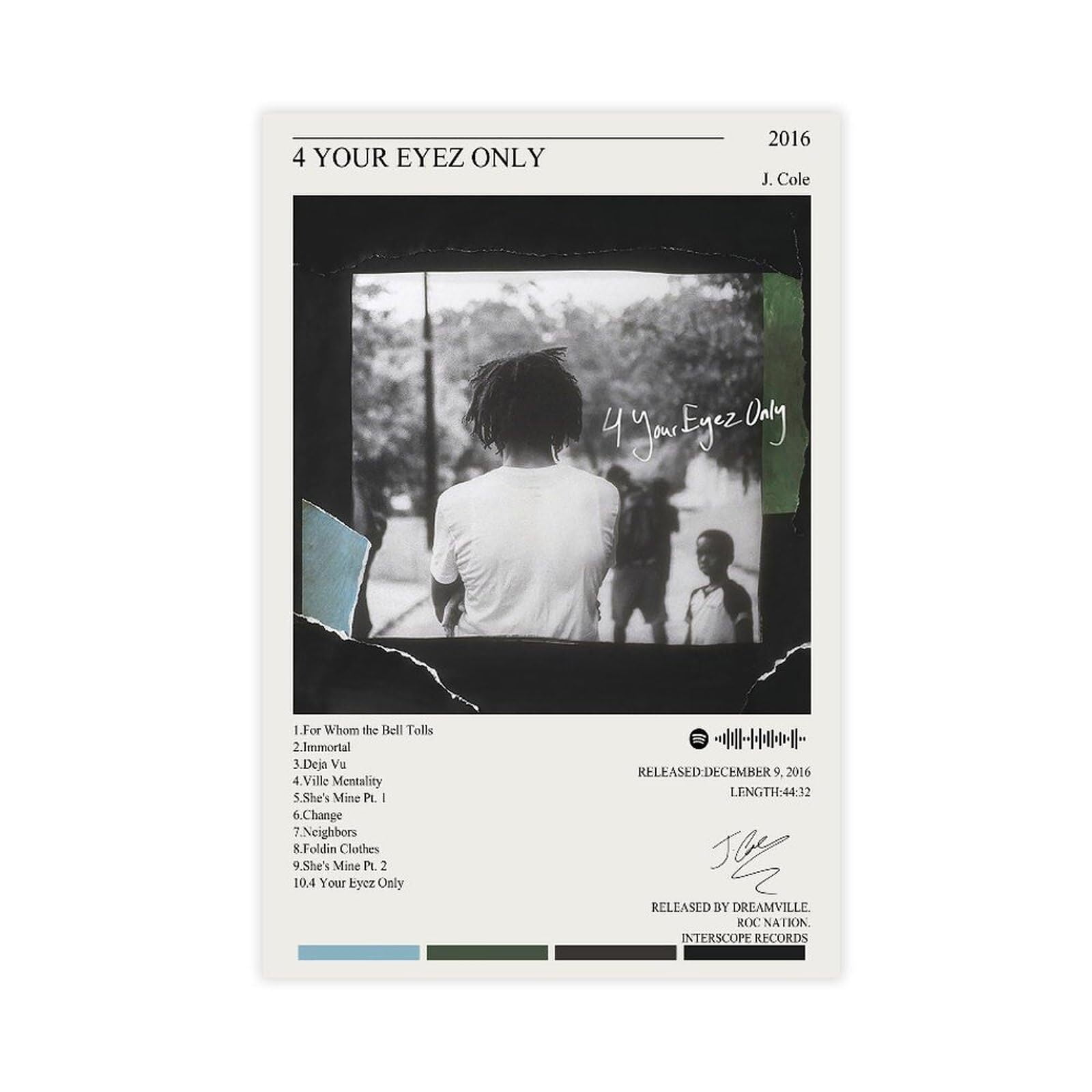 J Cole Poster 4 Your Eyez Only Album Cover Posters Rap Music Poster ...