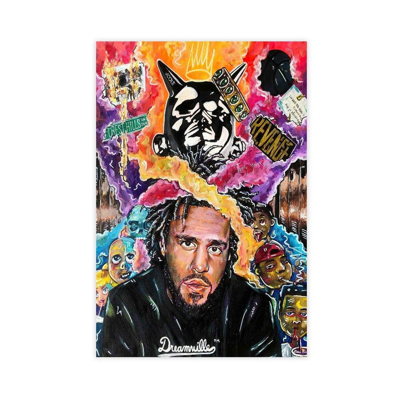 J Cole Poster Album Cover Posters Rap Music Poster Wall Art Room Decor ...