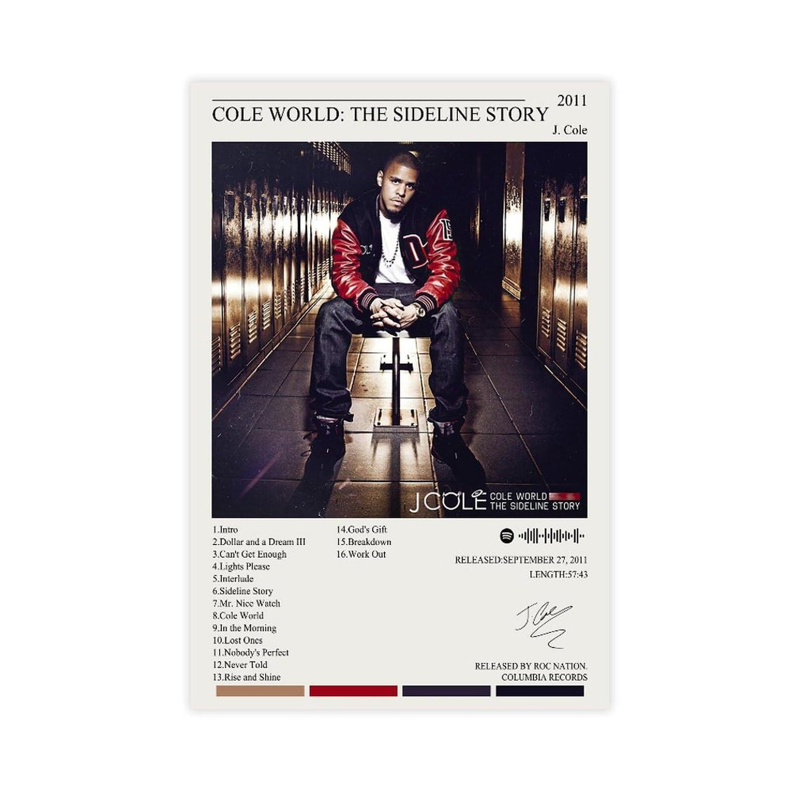 J Cole Poster Cole World The Sideline Story Album Cover Posters Rap ...