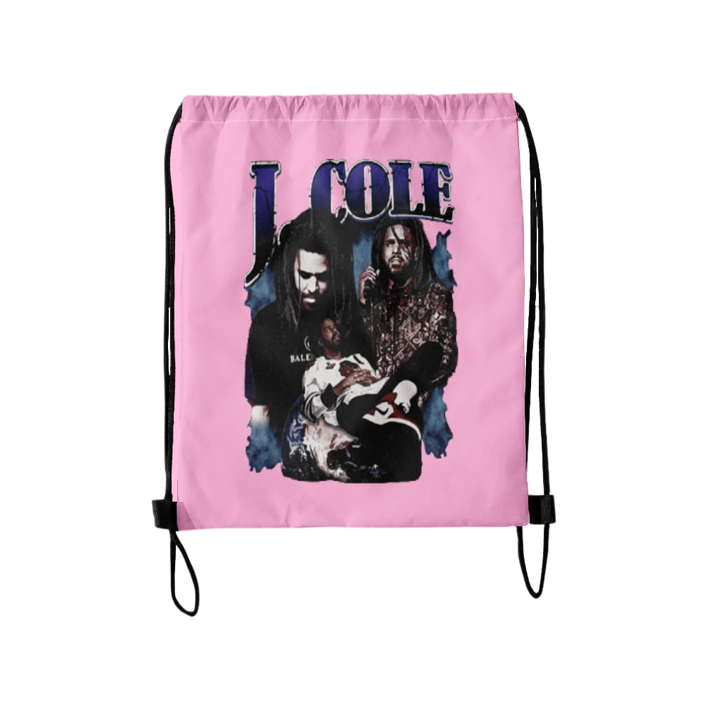 J Cole Rapper Drawstring Pocket Portable Backpacks Pink Travel Beach ...