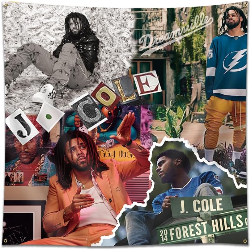 J. Cole Funny Rapper Tapestry Flag – 3x5FT / 50x60in Wall Banner for ...