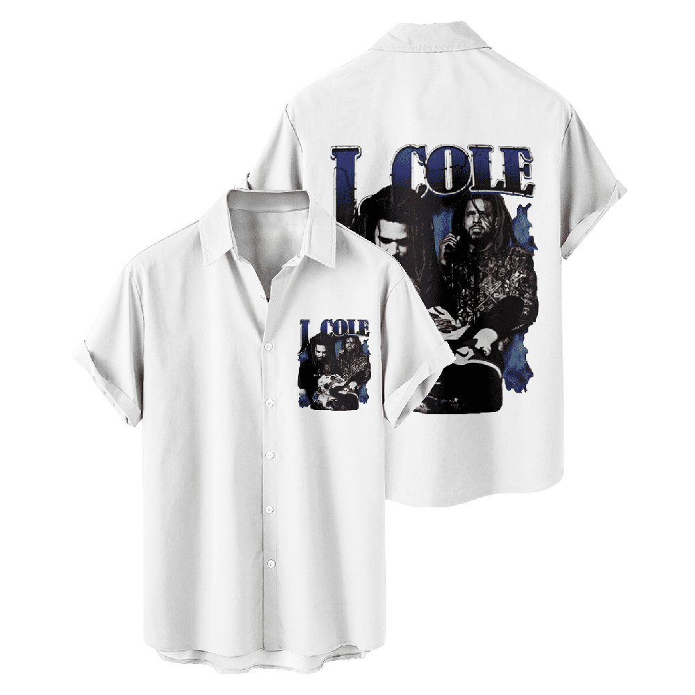 J Cole Turn-down Collar Shirt Fashion Harajuku Hip Hop Rapper Casual ...