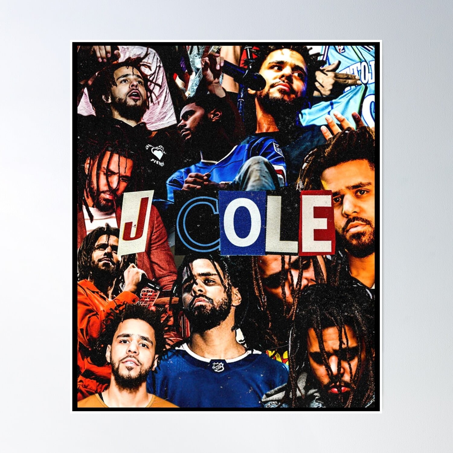 J Cole Vintage Mashup Portrait Art Poster Wall Art, Modern Wall Decor ...