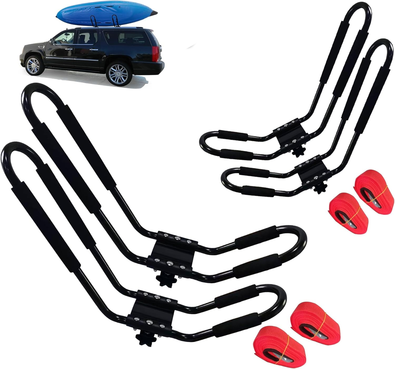 J Cross Bar 2 Pairs = 4 PCS Universal Kayak Canoe Top Mount Carrier ...
