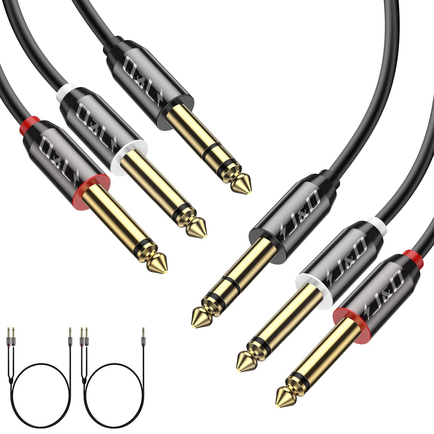 J&D 1/4 inch TRS Male to Dual 1/4 inch TS Male Mono Stereo Y Splitter ...