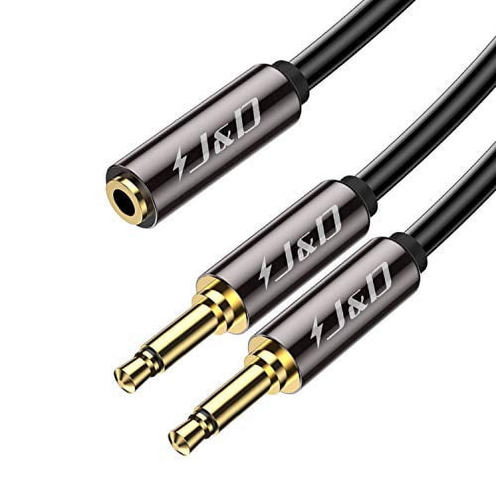 J&D Heavy Duty 1/8 inch TRS Female to 2X 3.5 mm TRS Male Stereo Audio ...
