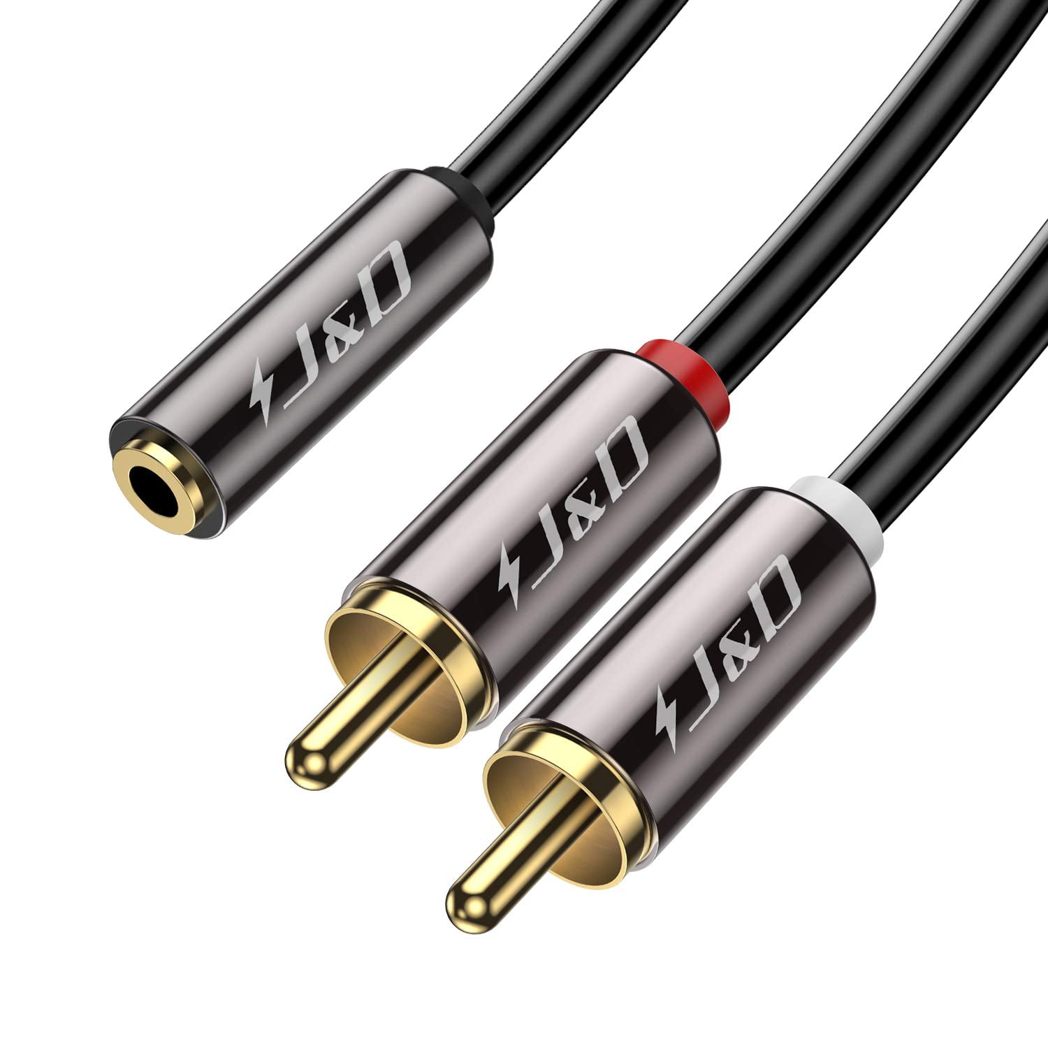 J&D 3.5mm Female to 2 RCA Male Stereo Audio Adapter Cable, Gold Plated ...