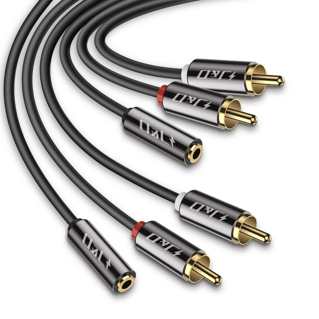 J&D 3.5mm Female to 2 RCA Male Stereo Audio Adapter Cable, RCA to Aux ...