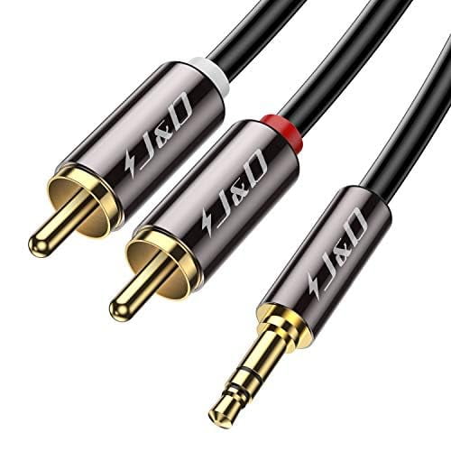 J&D 3.5mm to 2 RCA Male Stereo Audio Cable Gold Plated 20 ft For Home ...