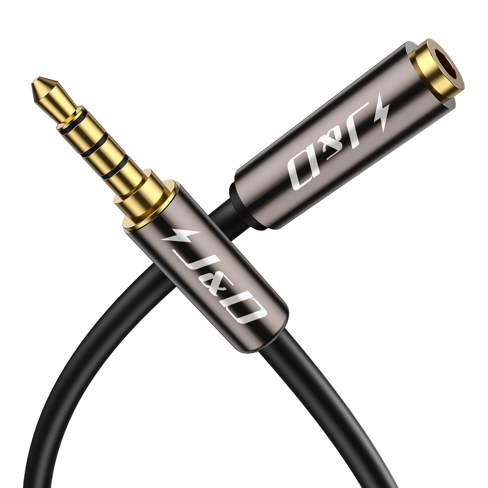 J&D 3.5mm TRRS Male to Female Auxiliary Extension Cable for Headphones ...