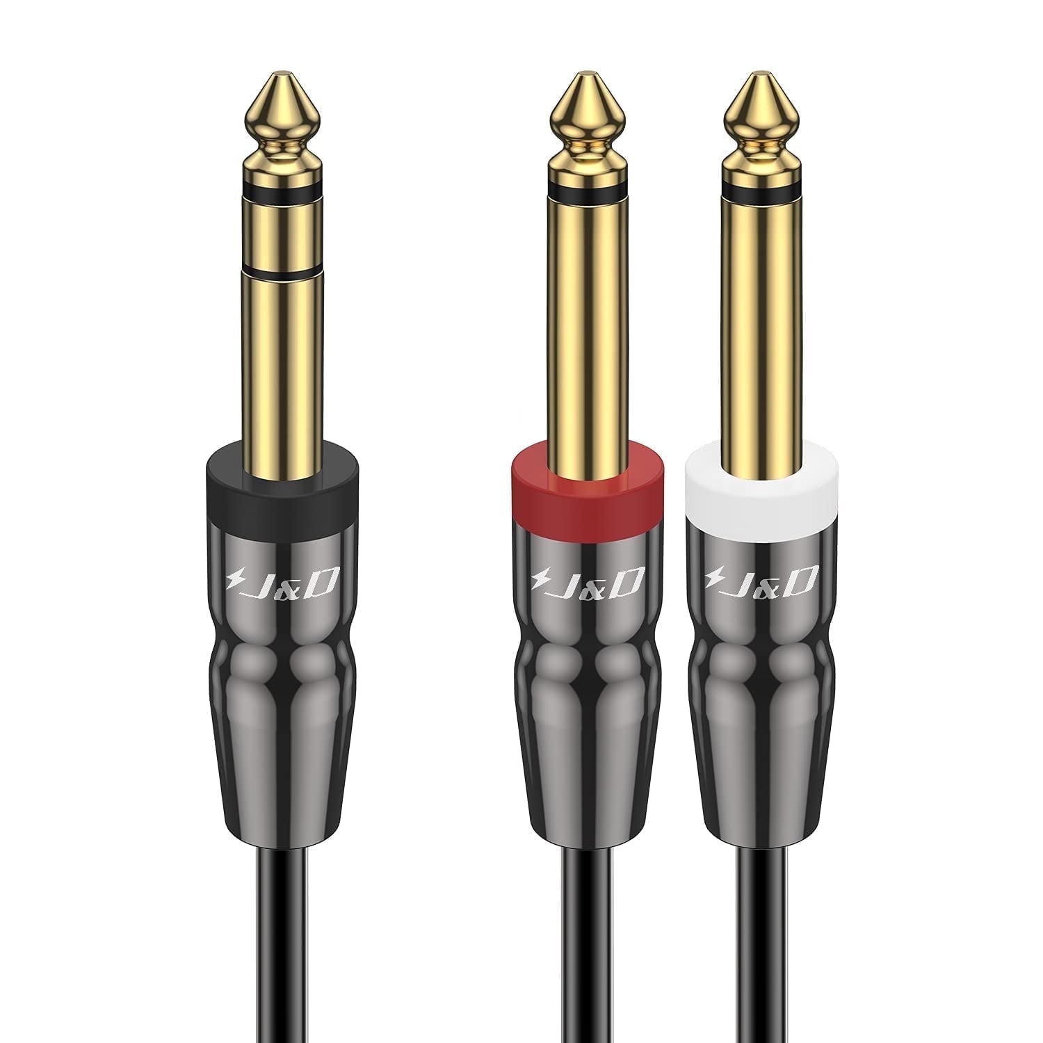 J&D 1/4 in TRS to Dual TS Y Splitter Cable, Gold-Plated, 15 ft ...